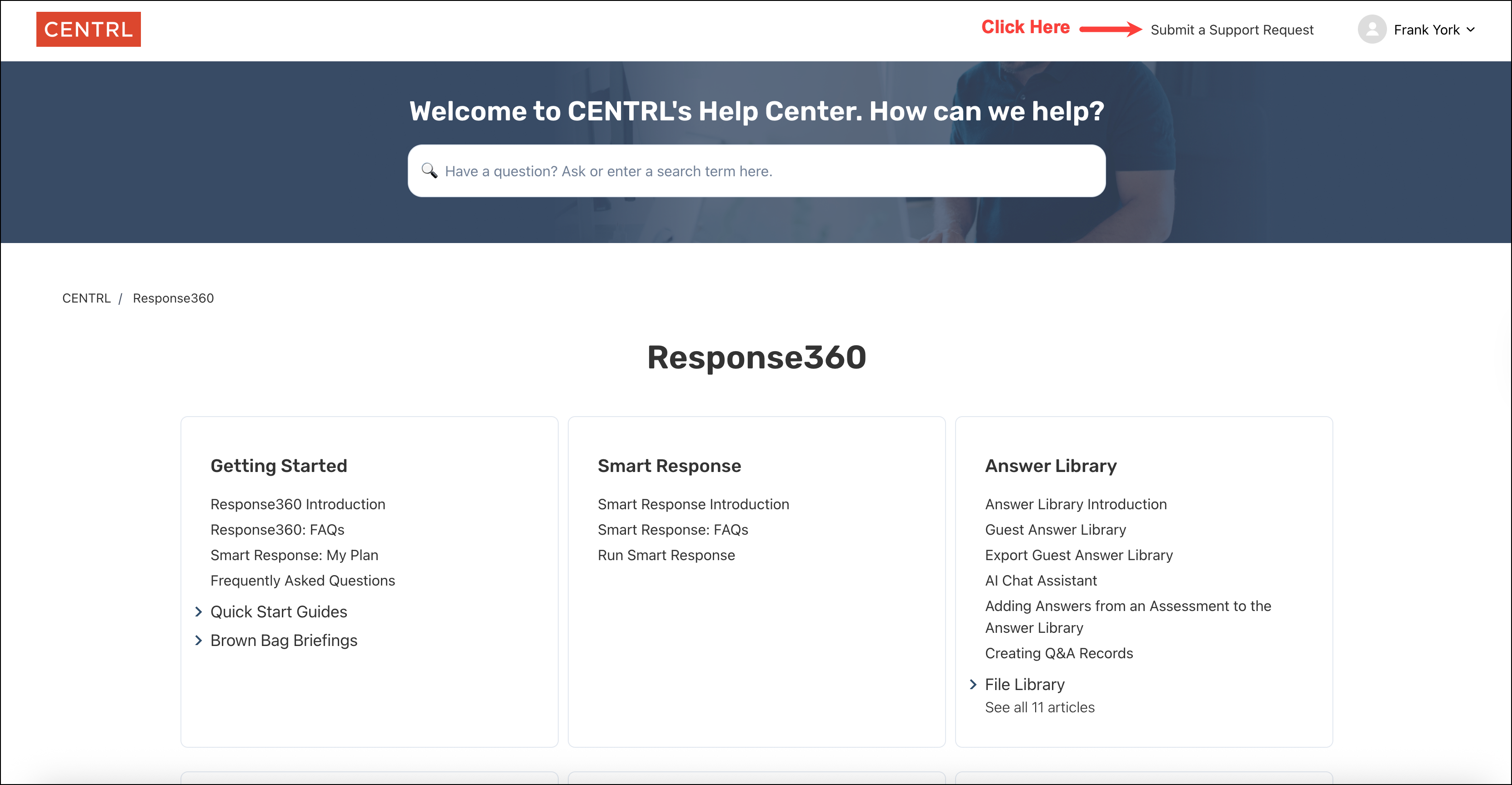 Submitting a Support Request – Response360